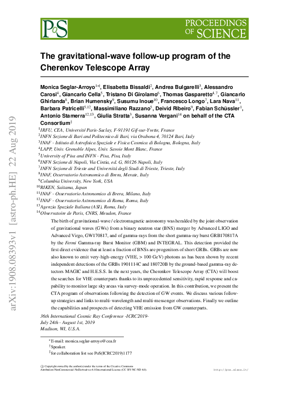 (PDF) The gravitational wave follow-up program of the Cherenkov ...