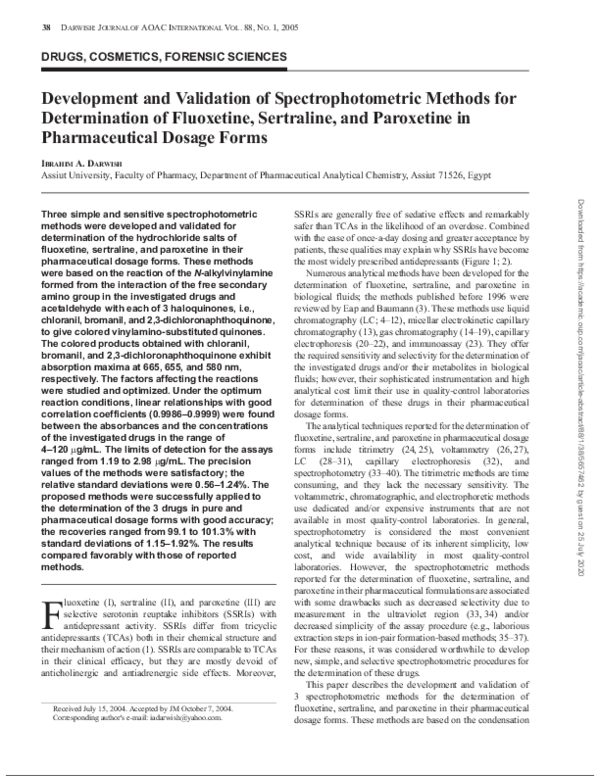 Pdf Development And Validation Of Spectrophotometric And High Performance Column Liquid