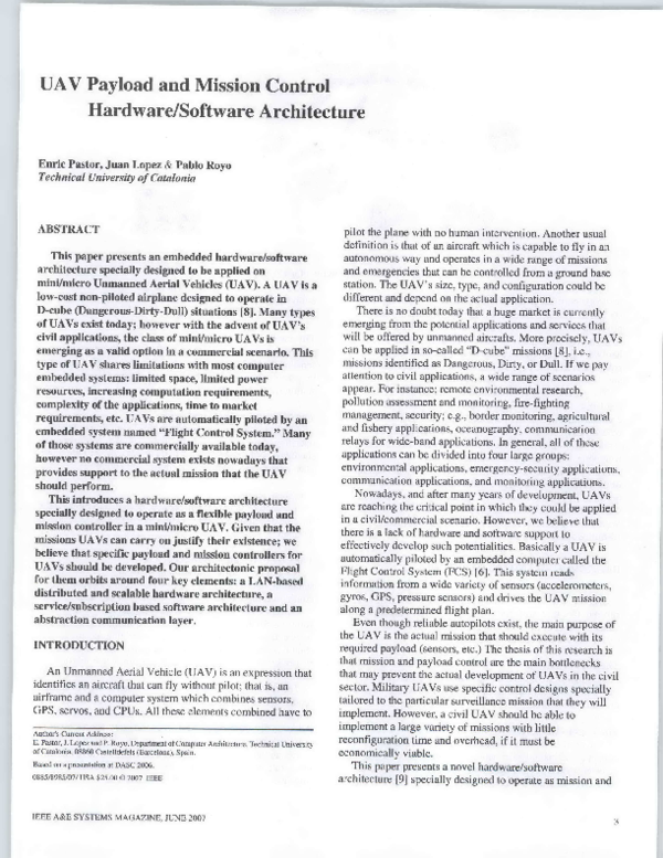 (PDF) UAV Payload and Mission Control Hardware/Software Architecture
