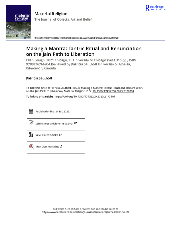 (PDF) Review: Making a Mantra Tantric Ritual and Renunciation on the ...
