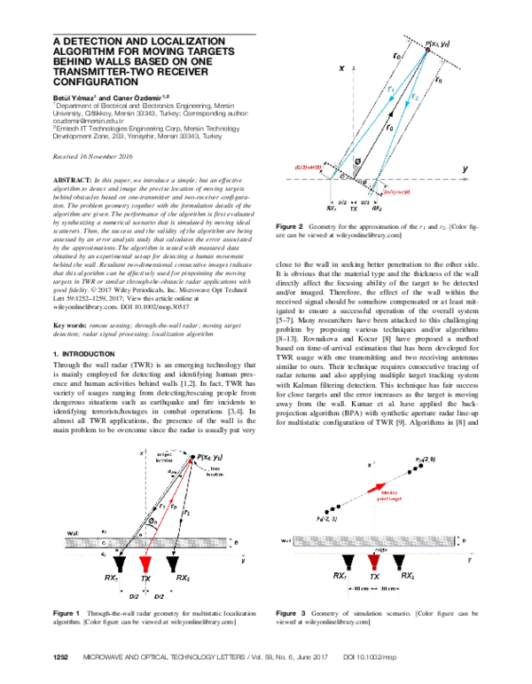 Pdf A Detection And Localization Algorithm For Moving Targets Behind