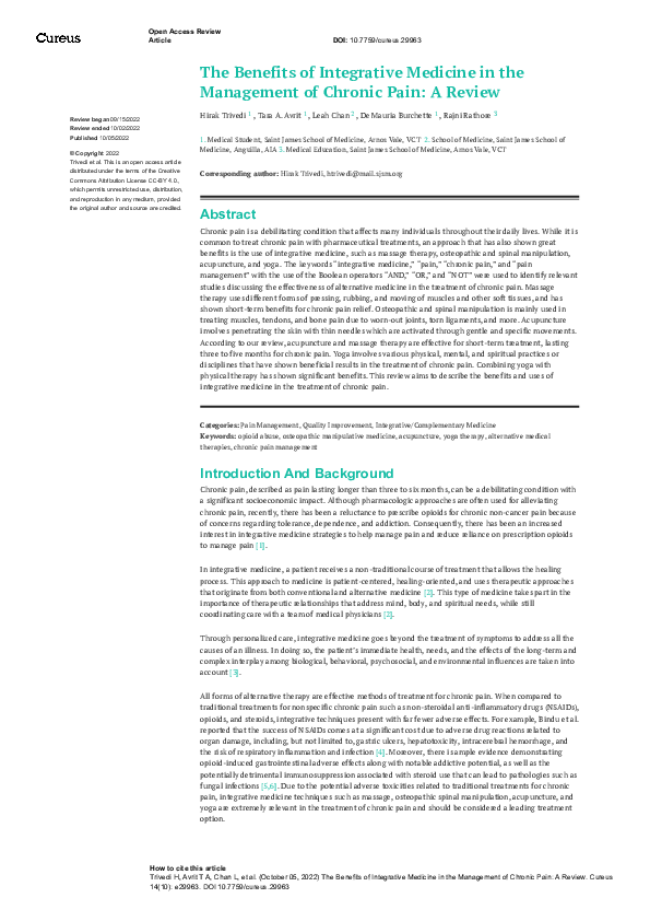 (PDF) The Benefits of Integrative Medicine in the Management of Chronic ...