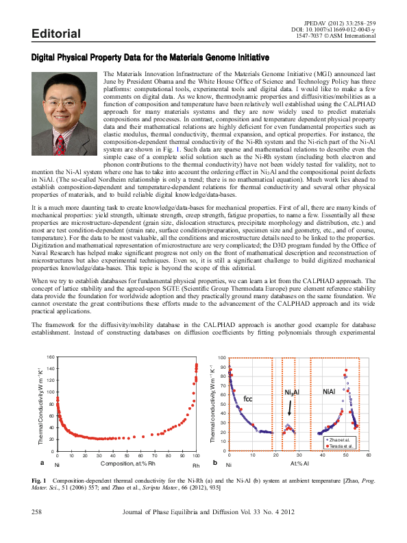 (PDF) Digital Physical Property Data for the Materials Genome Initiative