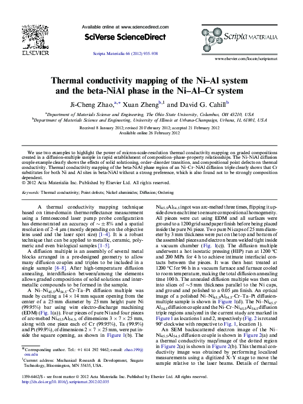 (PDF) Thermal conductivity mapping of the Ni–Al system and the beta ...