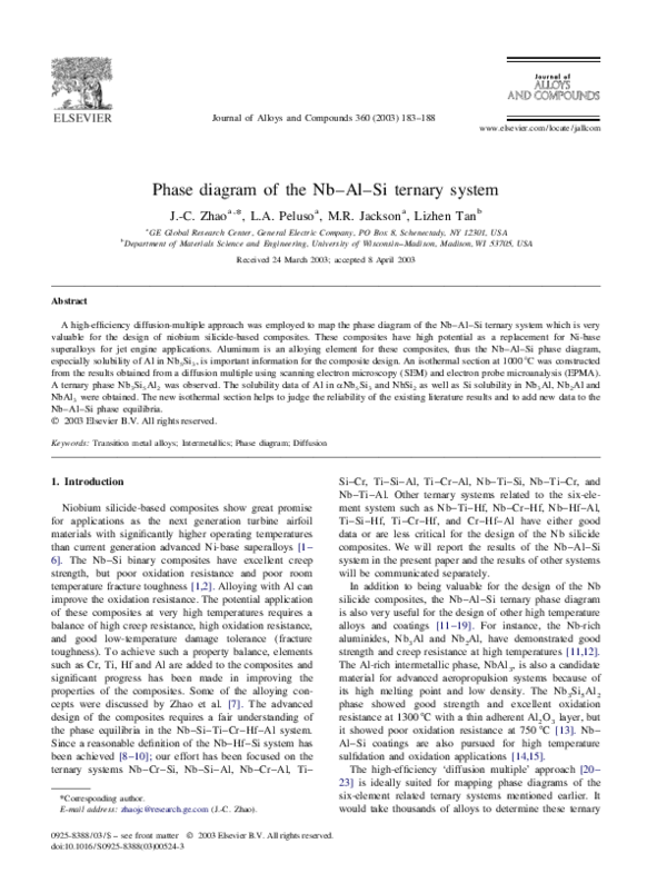(PDF) Phase diagram of the Nb–Al–Si ternary system
