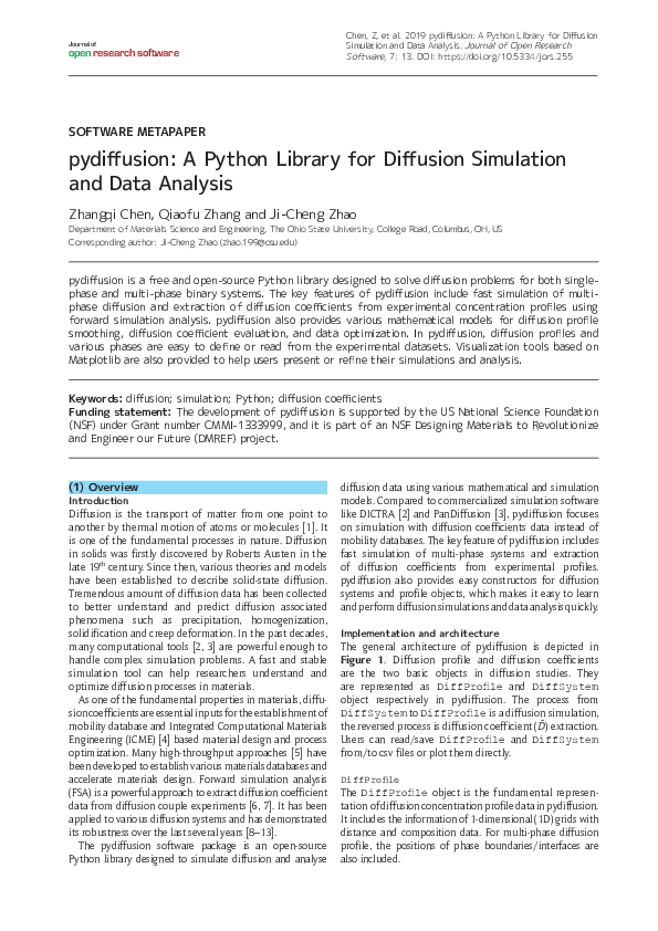(PDF) pydiffusion: A Python Library for Diffusion Simulation and Data Analysis