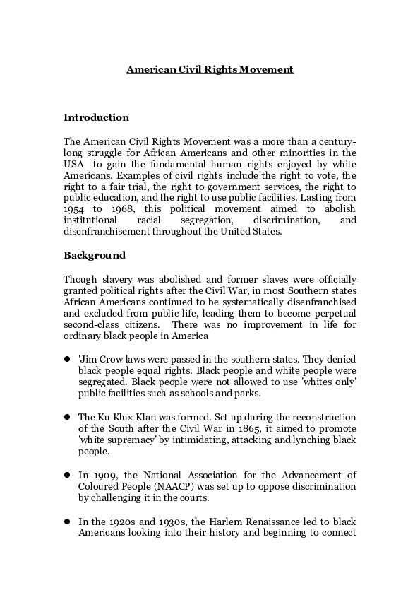 (DOC) American Civil Rights Movement | Shahid Hussain Raja - Academia.edu