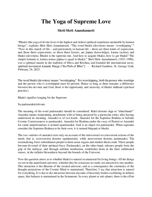 (PDF) The Yoga of Supreme Love