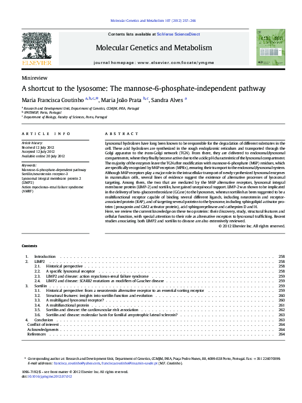 (PDF) A shortcut to the lysosome: The mannose-6-phosphate-independent ...