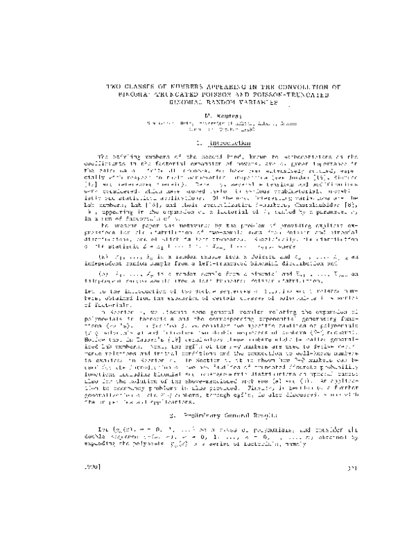 Pdf Two Classes Of Numbers Appearing In The Convolution Of Binomial