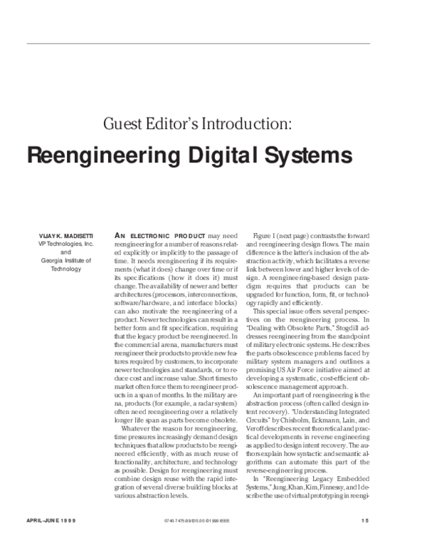 (PDF) Reengineering digital systems