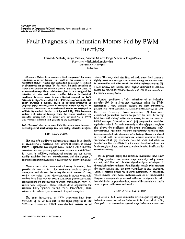 (PDF) Fault diagnosis in induction motors fed by PWM inverters | Nicolas Muñoz - Academia.edu