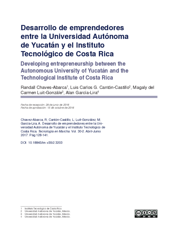 (PDF) Desarrollo de emprendedores entre la Universidad Autónoma de Yucatán y el Instituto ...