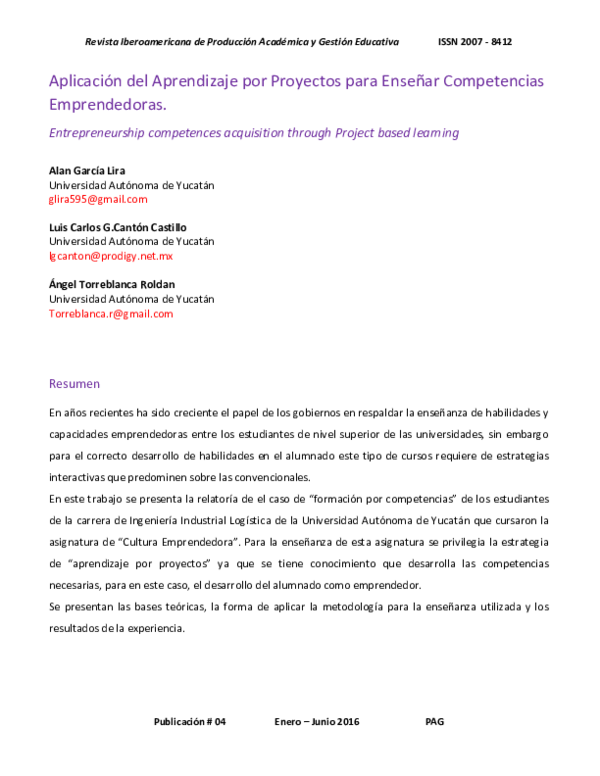 (PDF) Aplicación del Aprendizaje por Proyectos para Enseñar ...