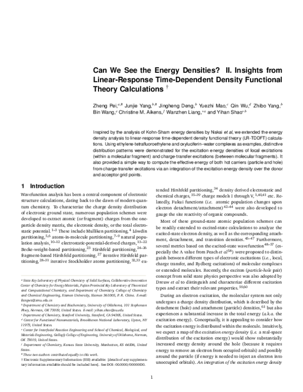 Pdf Can We See The Energy Densities Ii Insights From Linear Response Time Dependent Density