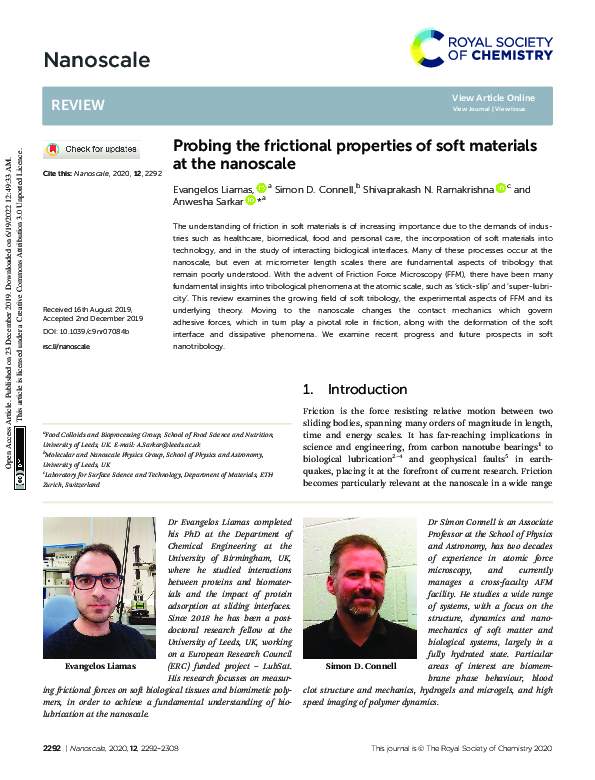 (PDF) Probing the frictional properties of soft materials at the nanoscale | Anwesha Sarkar ...