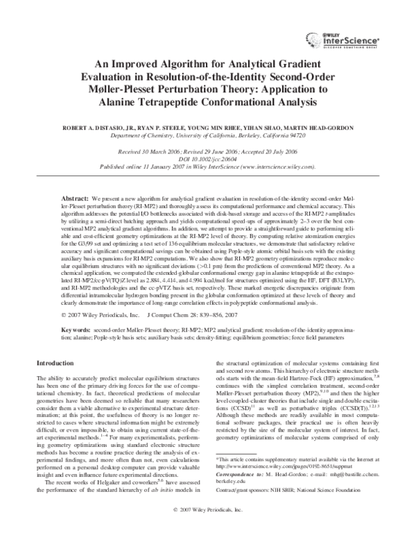 Pdf An Improved Algorithm For Analytical Gradient Evaluation In Resolution Of The Identity