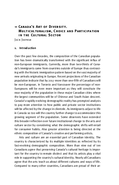 (PDF) Canada's Art of Diversity. Multiculturalism, Choice and ...