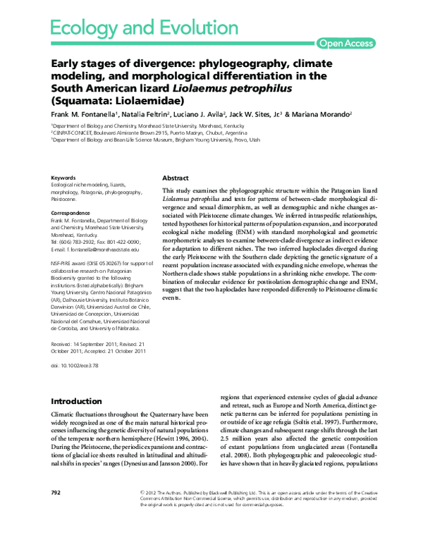 (PDF) Early stages of divergence: phylogeography, climate modeling, and ...
