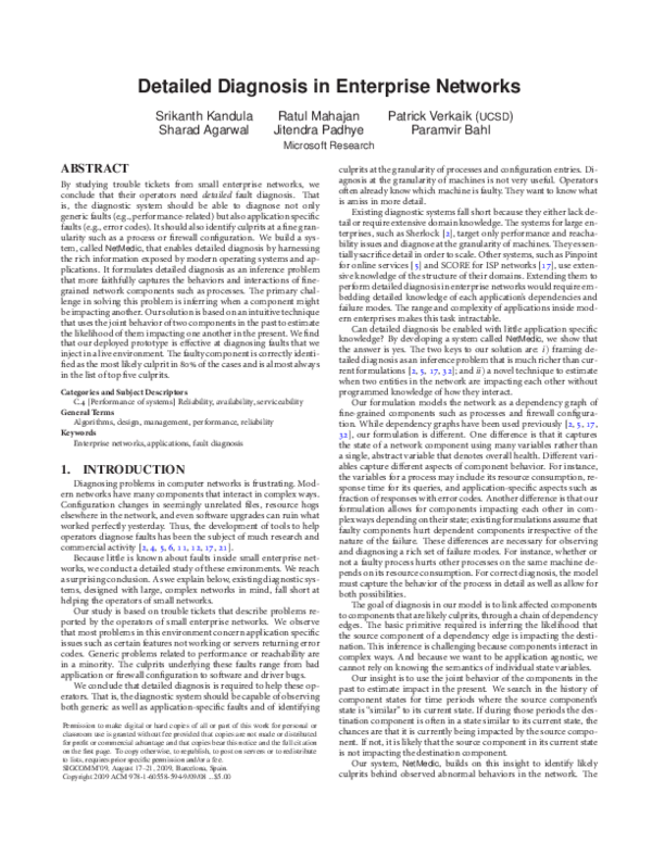 (PDF) Detailed diagnosis in enterprise networks