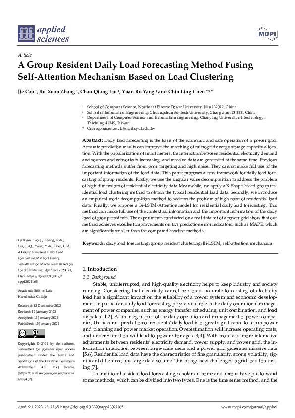 (PDF) A Group Resident Daily Load Forecasting Method Fusing Self-Attention Mechanism Based on ...