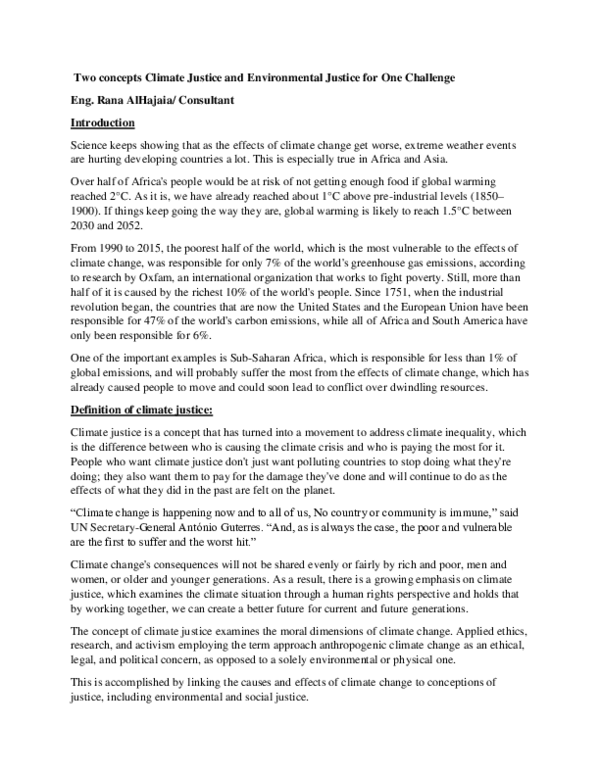 (PDF) Two concepts Climate Justice and Environmental Justice for One ...