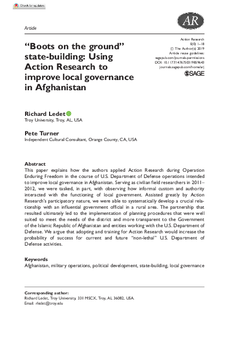 (PDF) “Boots on the ground” state-building: Using Action Research to ...