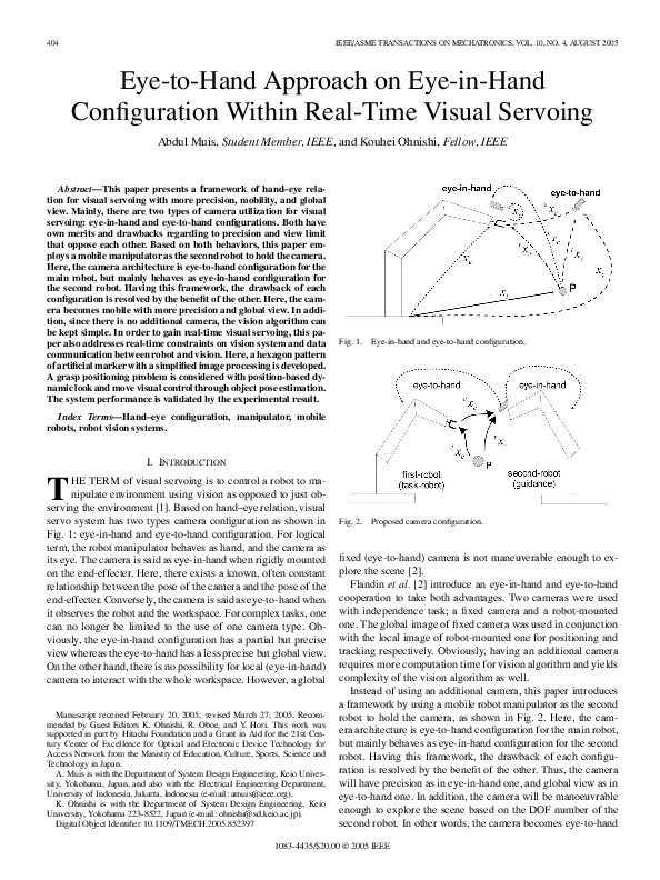 (PDF) Hand-Eye Framework for Visual Servoing