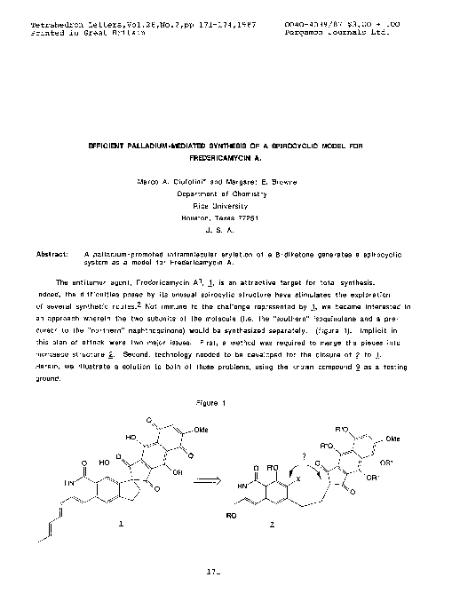 (PDF) Efficient palladium-mediated synthesis of a spirocyclic model for ...