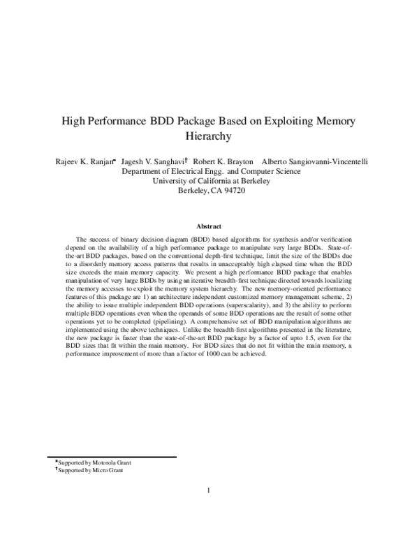 (PDF) High performance BDD package by exploiting memory hierarchy | Prof. Alberto L Sangiovanni ...