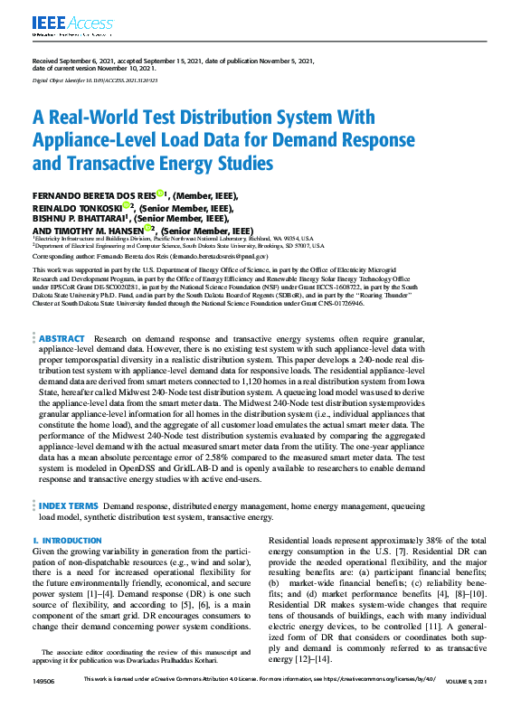 (PDF) A Real-World Test Distribution System With Appliance-Level Load ...