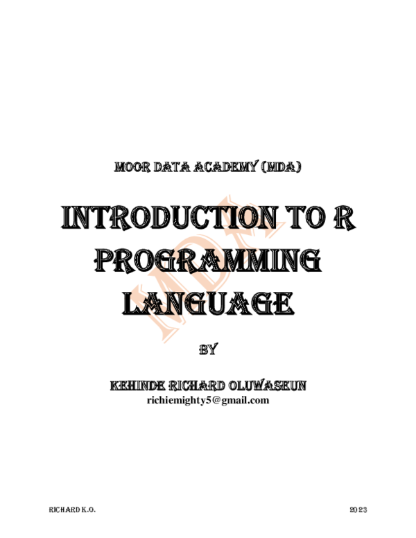 (PDF) Introduction to R
