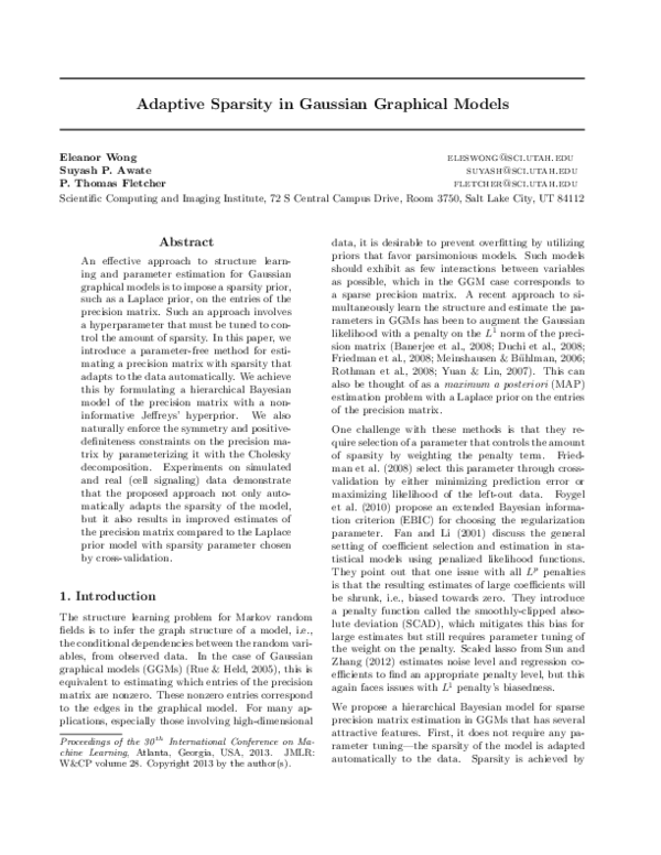Pdf Parameter Free Sparse Estimation In Graphical Models