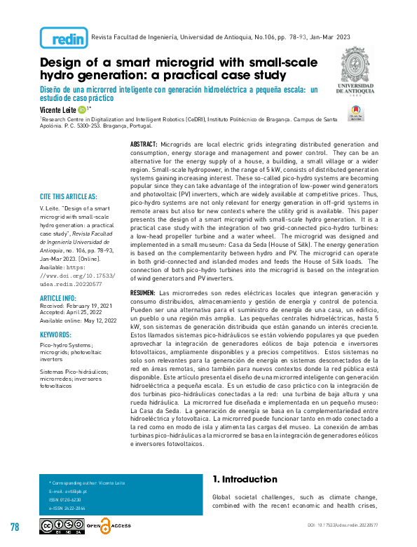 (PDF) Design of a smart microgrid with small-scale hydro generation: a ...