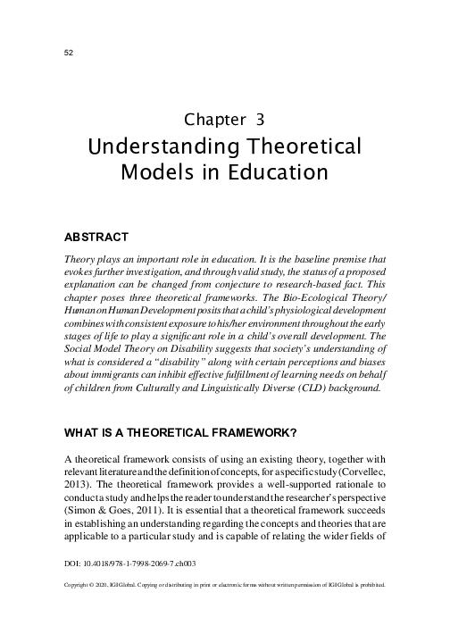 (PDF) Understanding Theoretical Models in Education Chapter 3