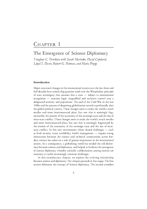 (PDF) The Emergence of Science Diplomacy
