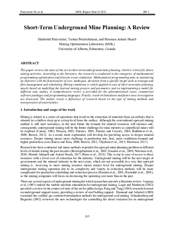 (PDF) Short-term underground mine planning: a review