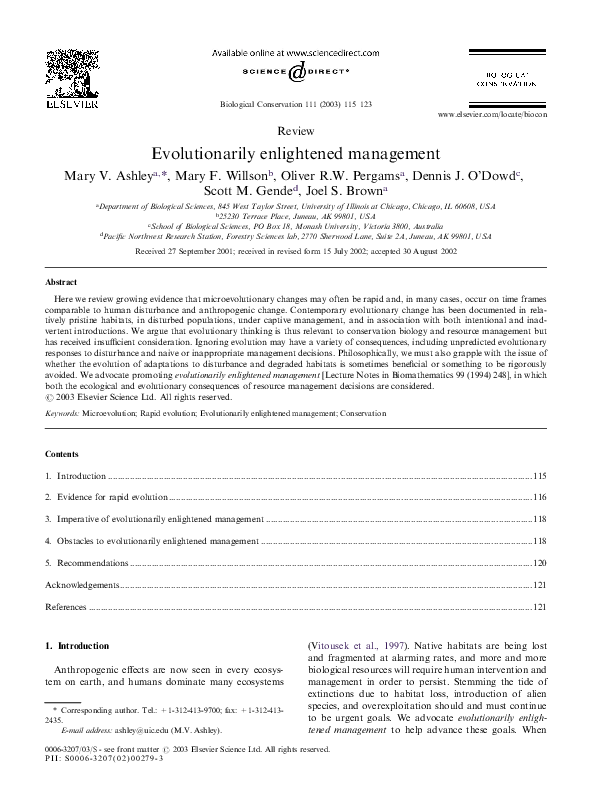 (PDF) Evolutionarily enlightened management