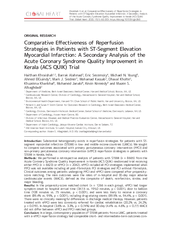 (PDF) Comparative Effectiveness of Reperfusion Strategies in Patients with ST-Segment Elevation ...