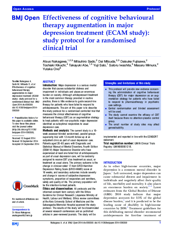 Pdf Effectiveness Of Cognitive Behavioural Therapy Augmentation In