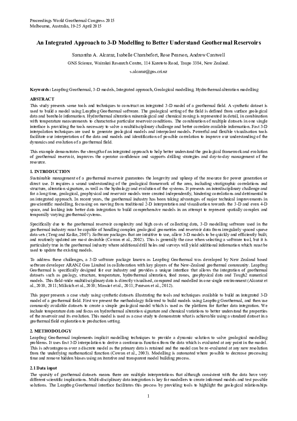 (PDF) An Integrated Approach to 3-D Modelling to Better Understand ...