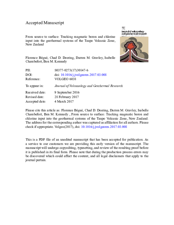 (PDF) From source to surface: Tracking magmatic boron and chlorine ...