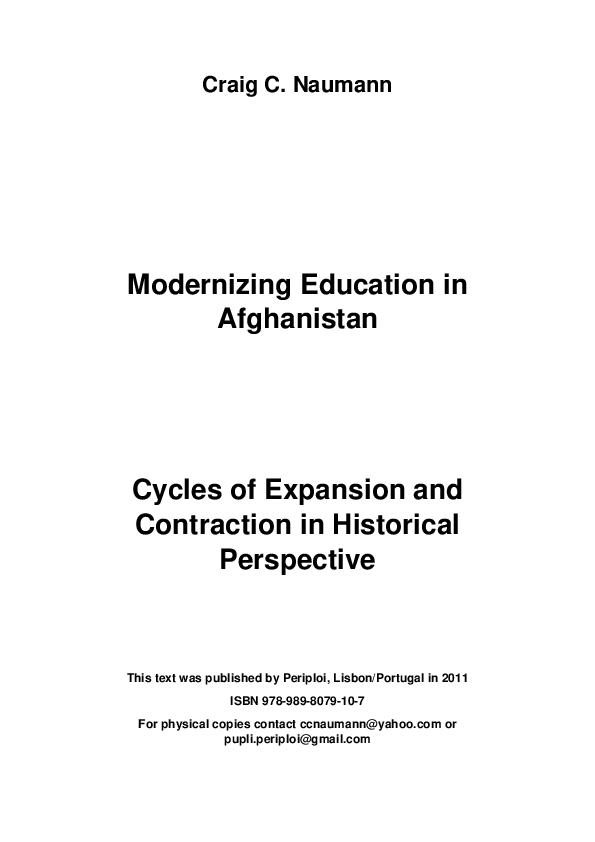 (PDF) Modernizing Education in Afghanistan, Cycles of Expansion and Contraction in Historical ...