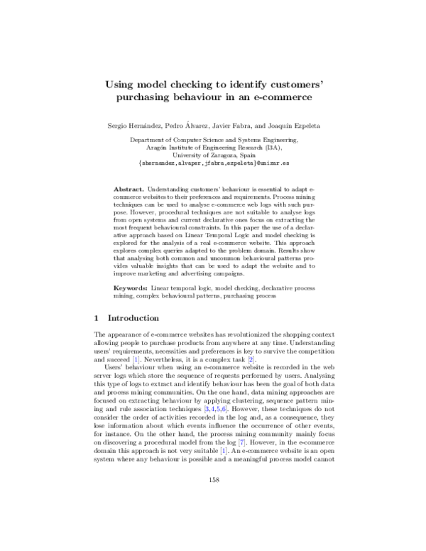 (PDF) Using Model Checking to Identify Customers Purchasing Behaviour in an E-Commerce
