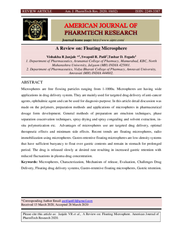 (PDF) A Review on: Floating Microsphere