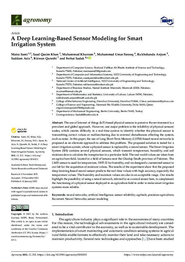 (PDF) A Deep Learning-Based Sensor Modeling for Smart Irrigation System