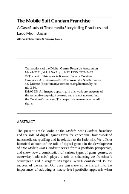 (PDF) The Mobile Suit Gundam Franchise: A Case Study of Transmedia ...