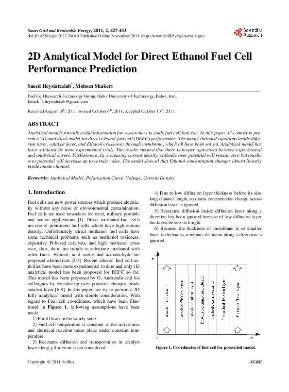 (PDF) 2D Analytical Model for Direct Ethanol Fuel Cell Performance ...