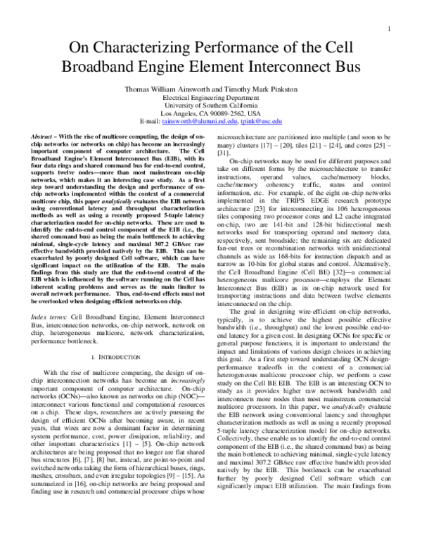 (PDF) On Characterizing Performance of the Cell Broadband Engine Element Interconnect Bus