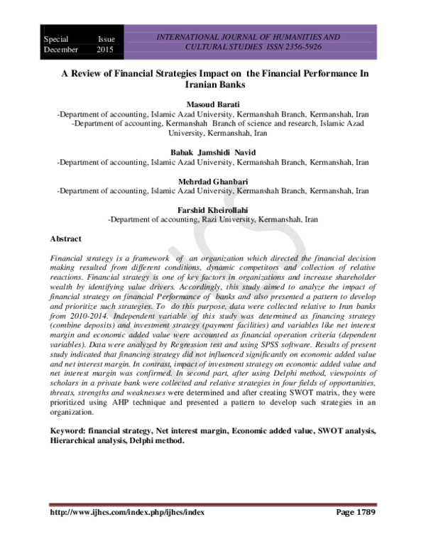 (PDF) A Review of Financial Strategies Impact on the Financial ...